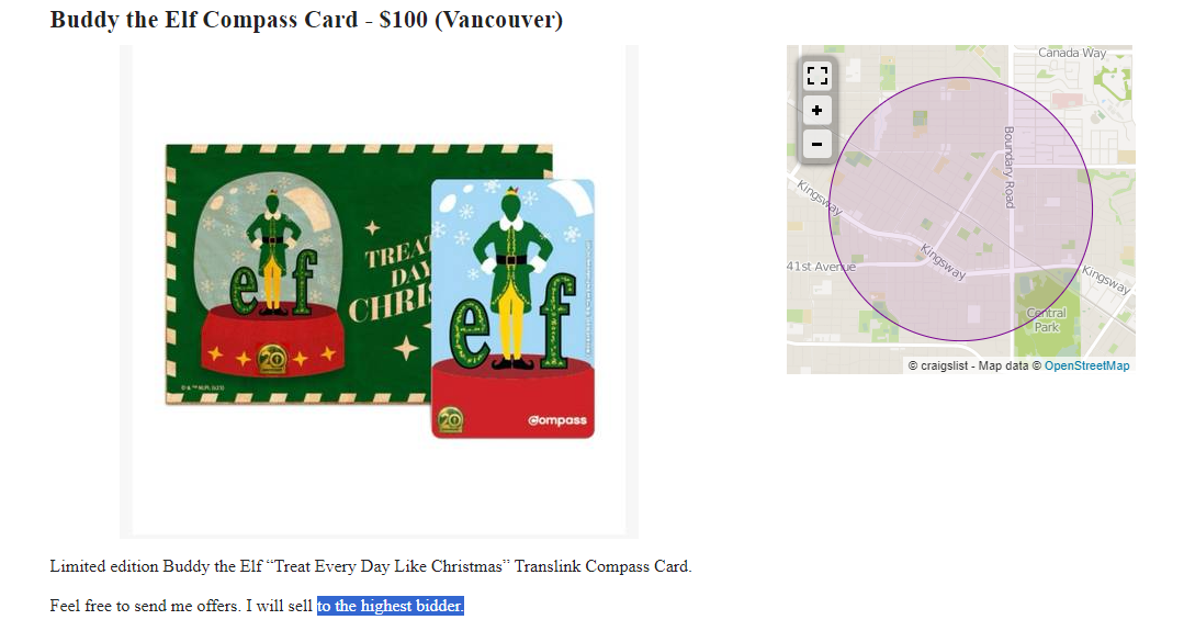 Elf-themed Compass Cards being resold - CityNews Vancouver