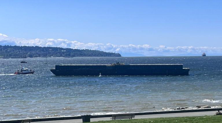 Barge in English Bay contained: CCG