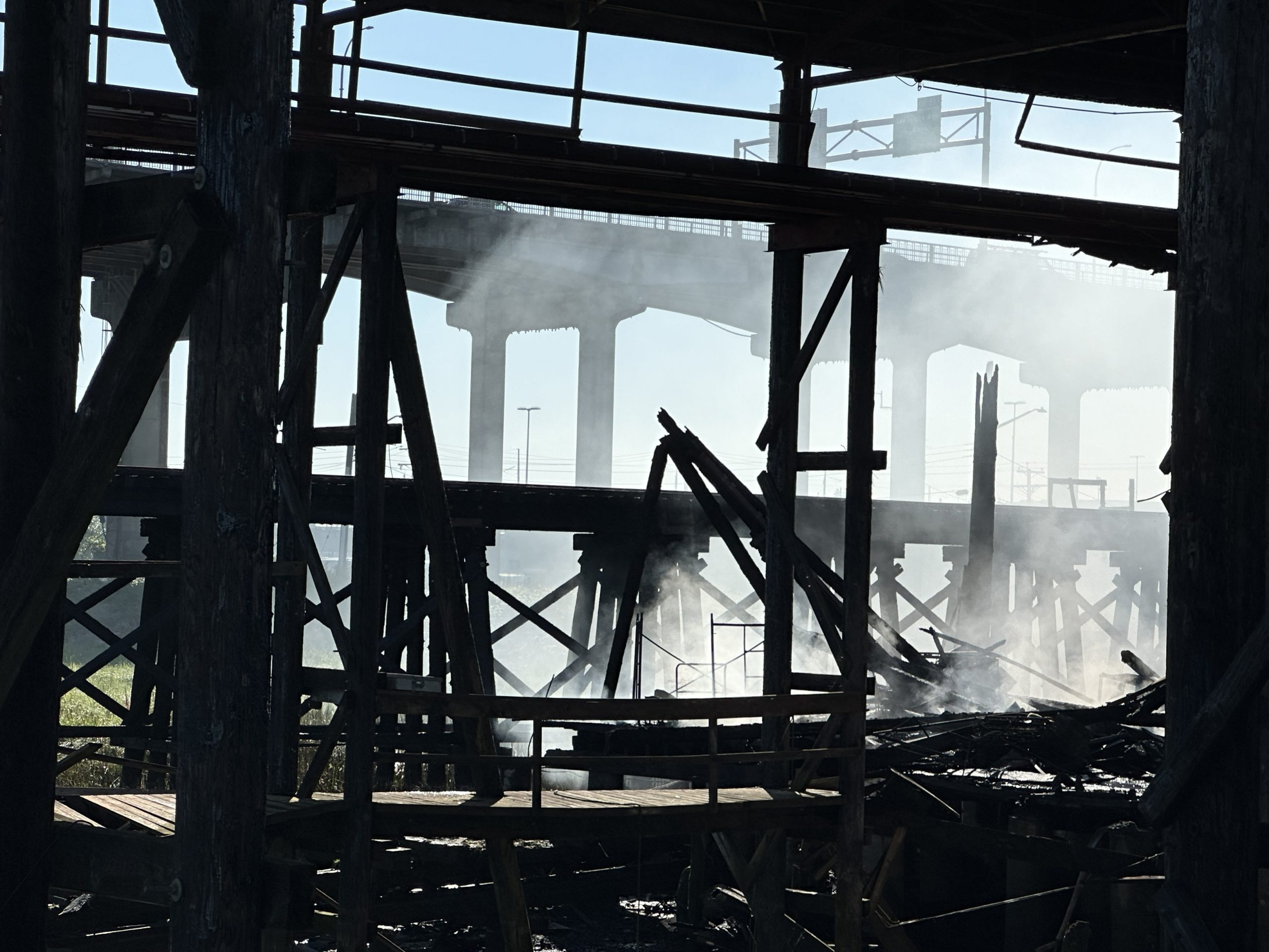 Richmond-Vancouver rail bridge fire still smouldering