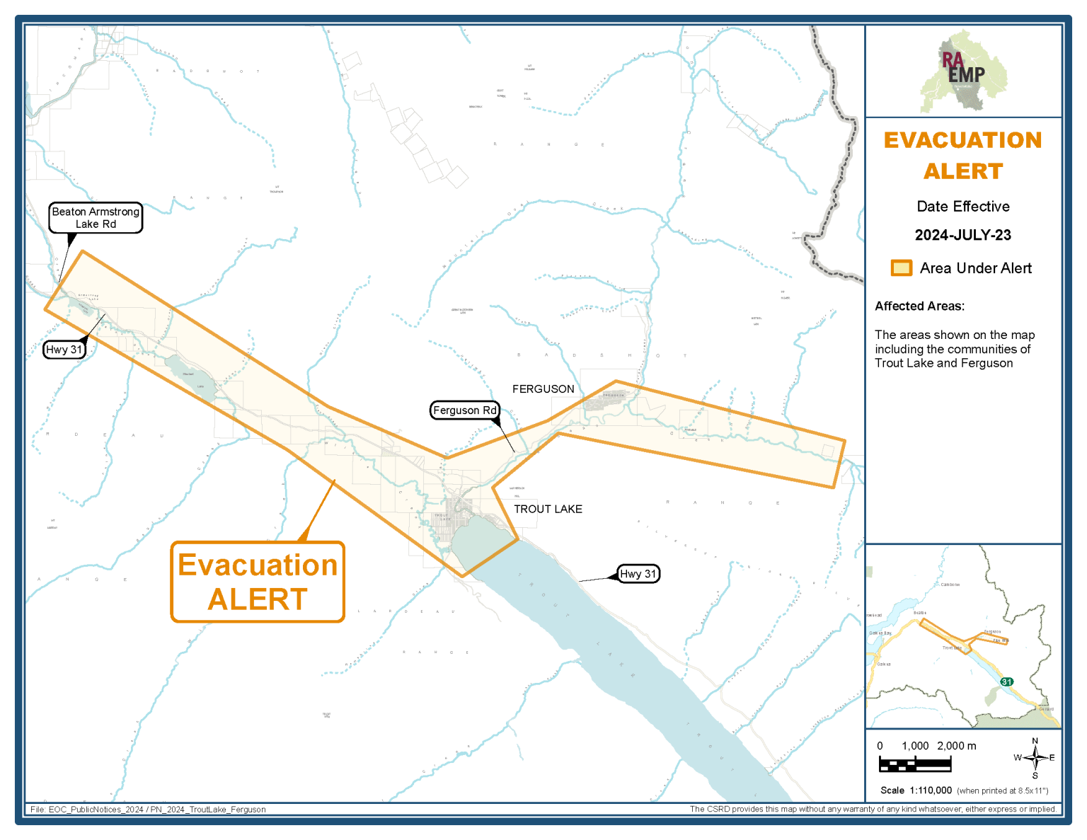 City of Revelstoke issues an evacuation alert due to wildfire activity