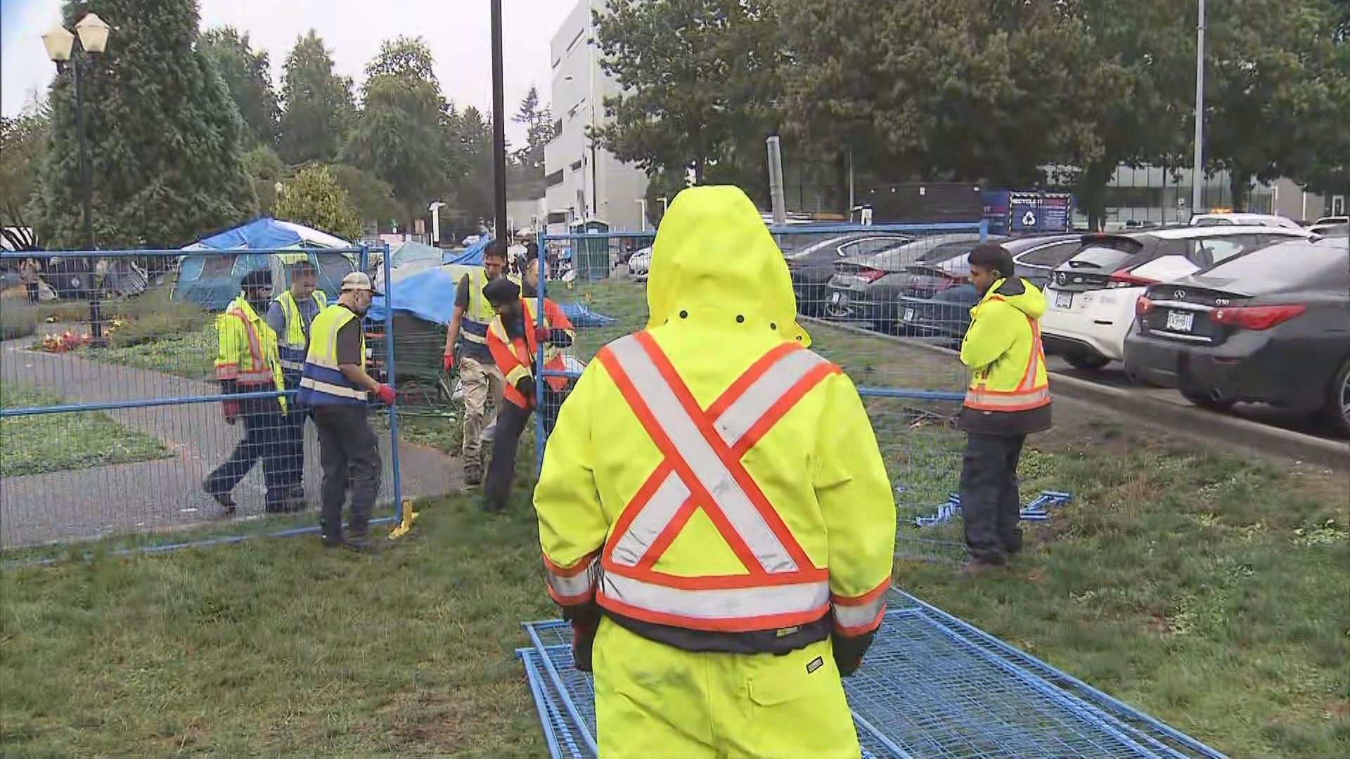 Tent city outside Abbotsford City Hall stands after trespass notice
