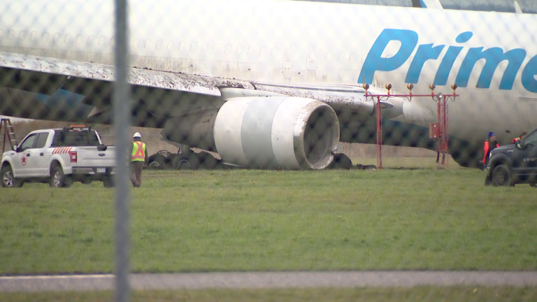 Amazon Prime cargo plane slides off YVR runway during landing