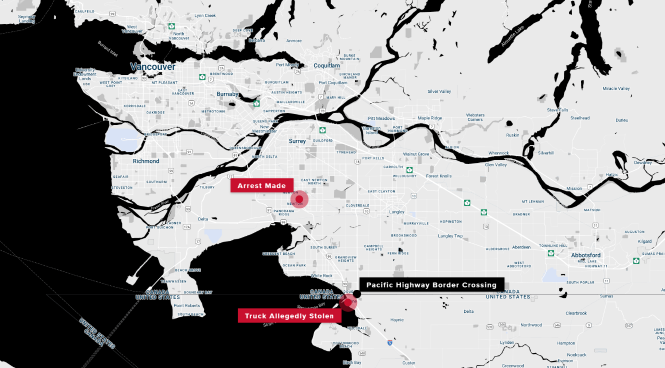 Surrey Police arrest driver after failing to stop at B.C. border crossing