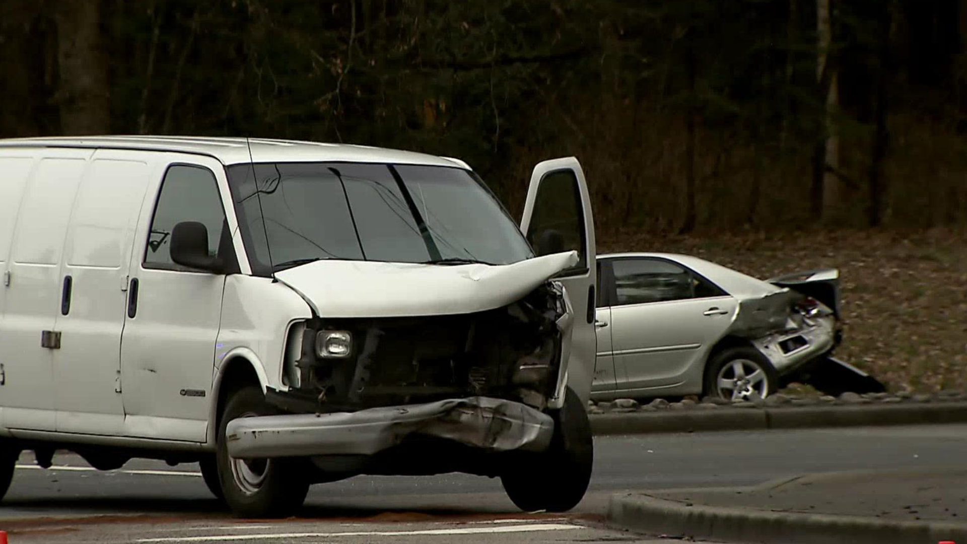 3-vehicle crash in Surrey sends 2 to hospital, closes intersection