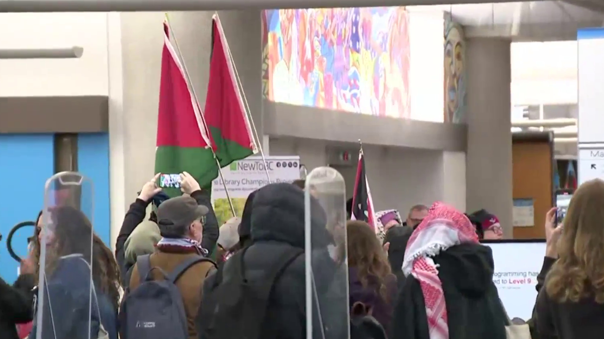 Protest over VPL policy preventing staff from wearing Palestinian symbols