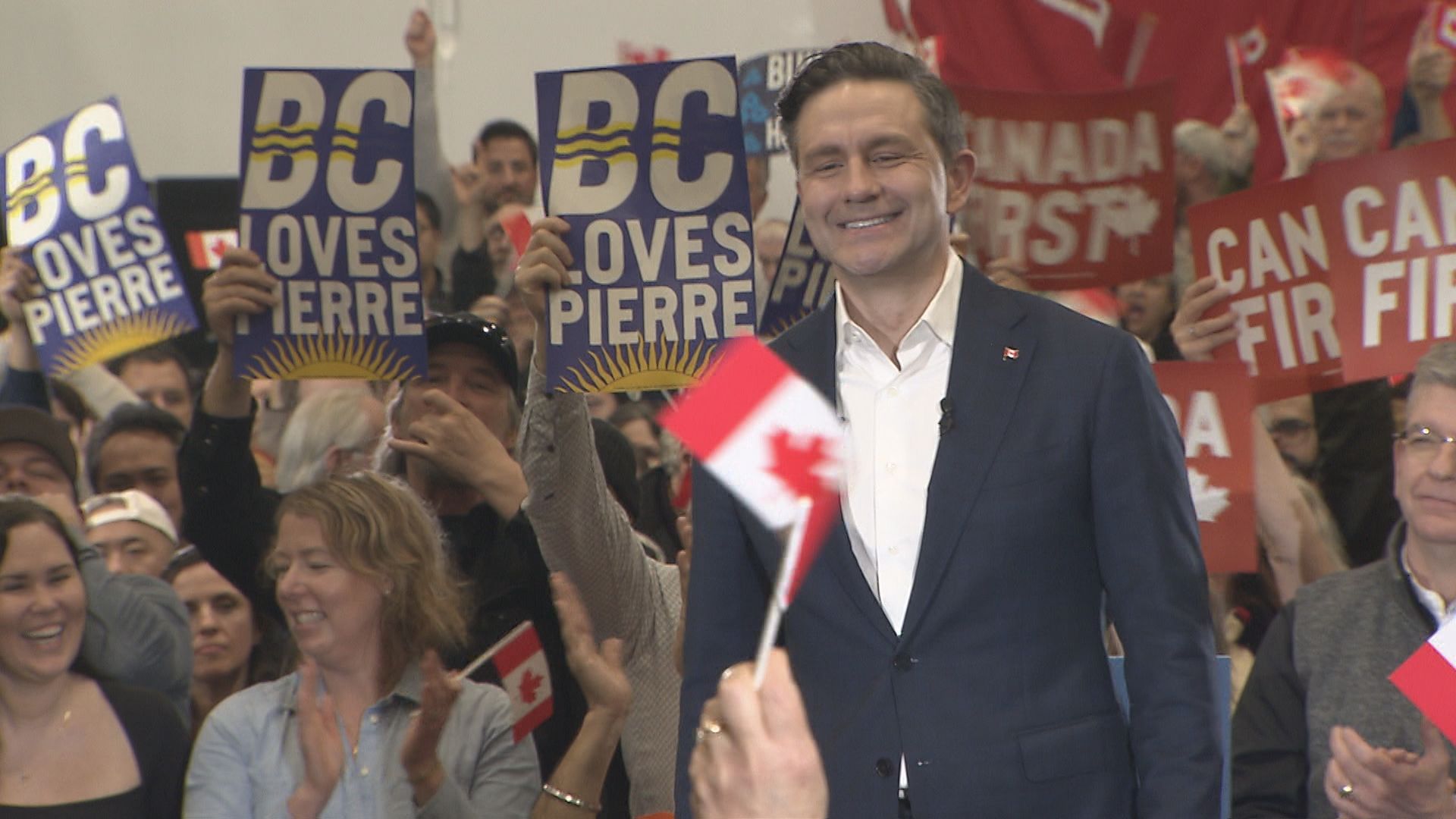 Poilievre holds 'Canada First' rally in Surrey after Coquitlam visit