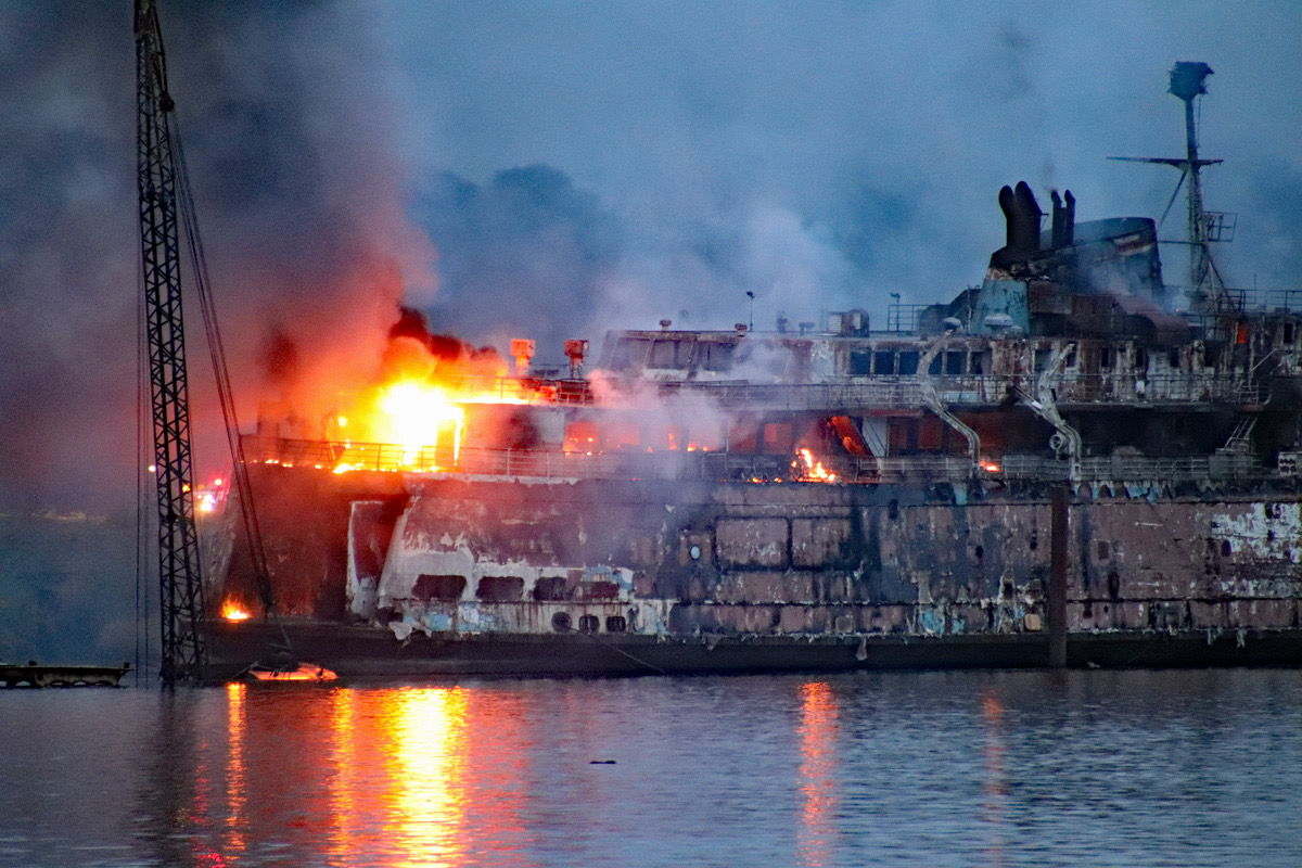 Abandoned BC Ferries vessel on fire in Mission; nearby residents ...