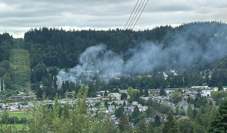 Coquitlam firefighters battling double-wide trailer fire