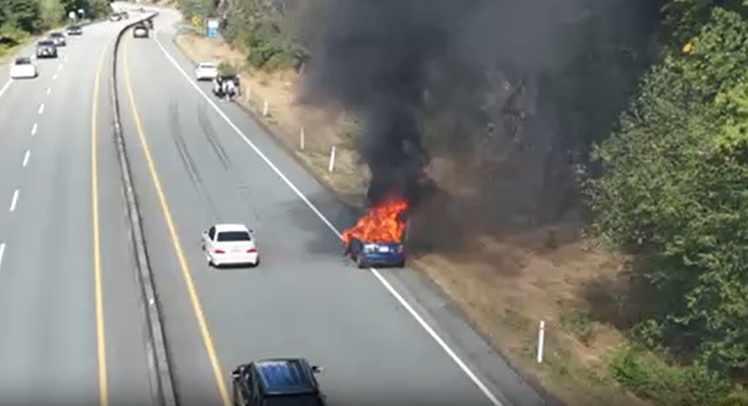 Car fire causes delays on Sea-to-Sky Highway Sunday afternoon