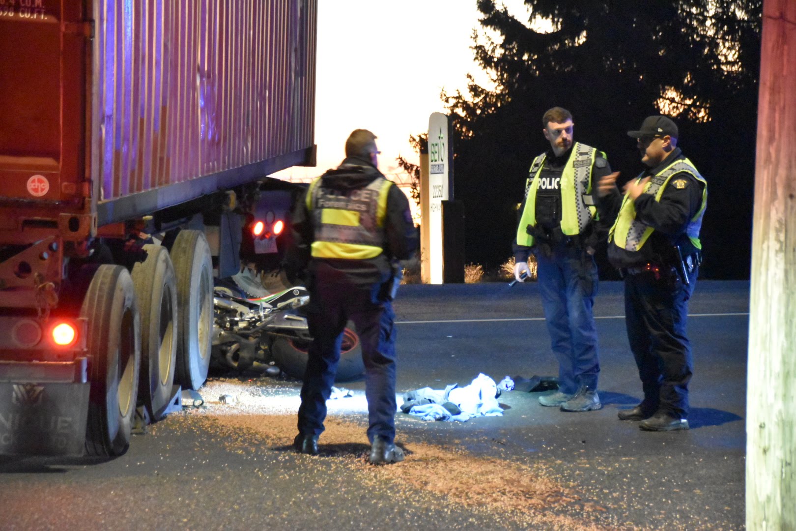 Crash between a motorcycle and a semi now fatal: Langley RCMP